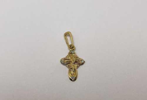 Крест золотой с бриллиантами 0,77 гр