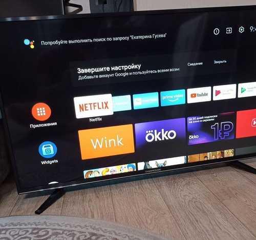 Телевизор Thomson 43 дюйма 110 см SMART TV Wi-Fi