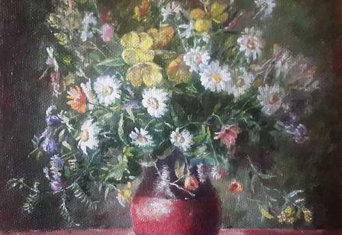 Картина маслом на холсте "Полевые цветы"