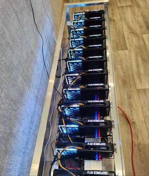 Риг 12 карт rtx 3060 ti 8gb 742mh/s