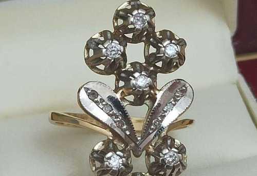 Золотое кольцо 750 с бриллиантами СССР