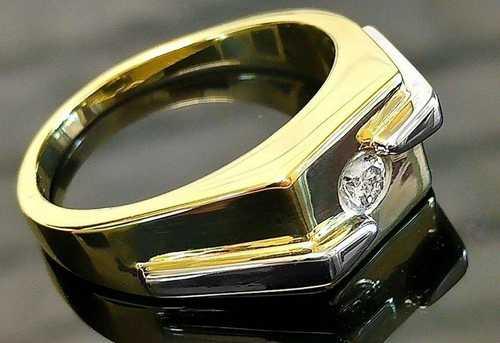 Золотая печатка перстень с бриллиантом. Золото 750