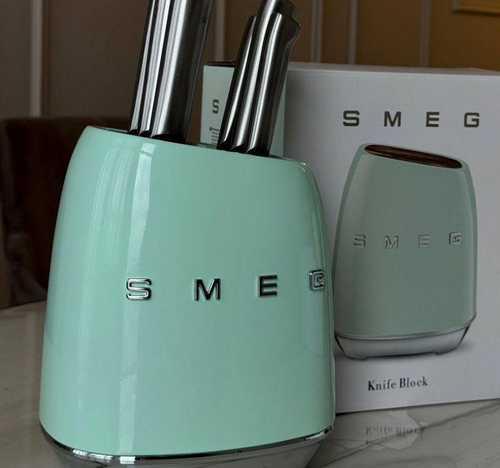 Кухонные ножи с подставкой smeg бирюзовый