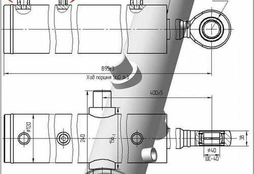 Гидроцилиндр цг-100.50х560.31