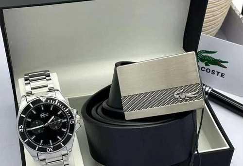 Мужской набор Lacoste, часы и ремень