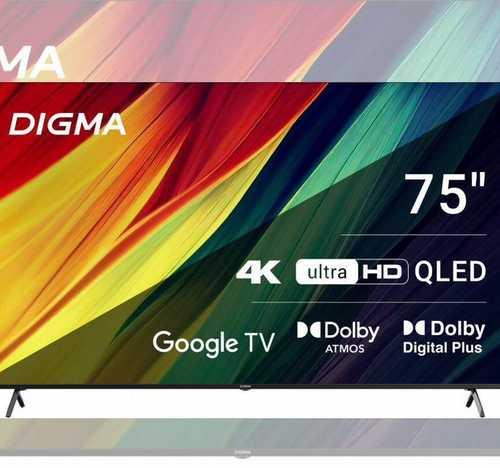 Телевизор qled Digma DM-LED75UQB31, SMART TV, черный