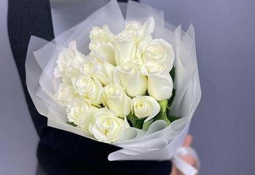 15 белых роз, цветы доставка
