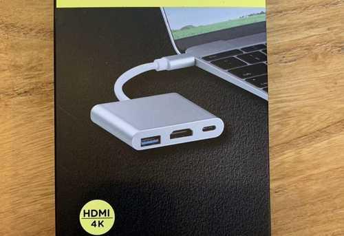 Адаптер Type-C (PD) + hdmi +USB 3.0