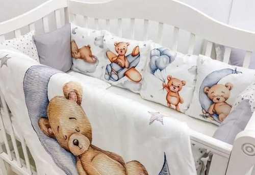 Бортики в кроватку для новорожденных 12шт