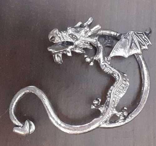 Серьги каффы дракон, цвет серебро