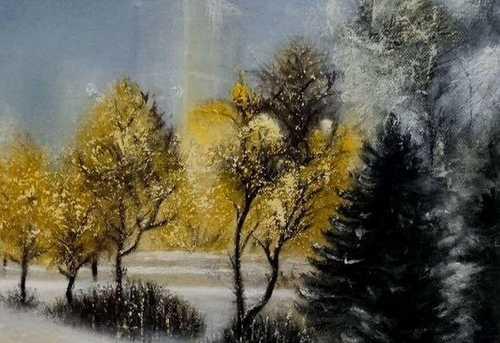 Картина маслом "Первый снег"