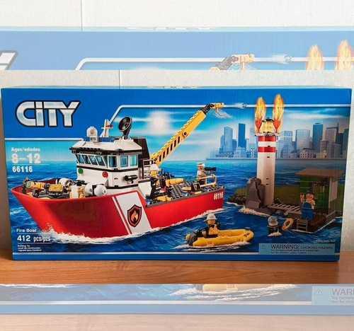 Lego city Конструктор Сити Пожарный катер 419 дет