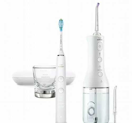 Набор из зубной щётки Philips sonicare Diamond clean 9000 HX3866 и ирригатора Power Flosser