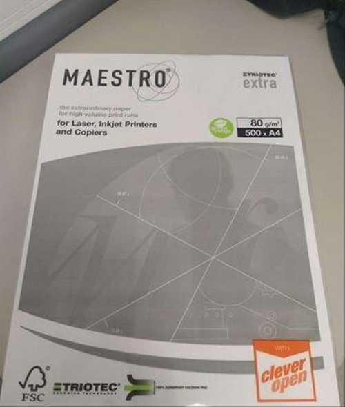Бумага белая А4 А+ Maestro extra, Австрия, 80 г/м