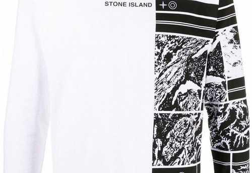 Лонглив Stone island белый