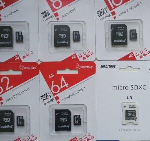 Карты памяти MicroSD 4Gb 8Gb 16Gb 32Gb 64Gb