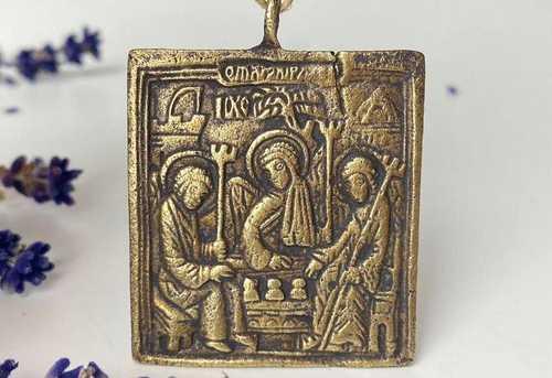 Старинная икона-образок "Святая троица"