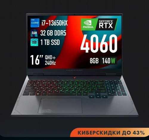 16" Thunderobot Gravity 16 Pro, Core i7, RAM 32ГБ, 1024 ГБ, GeForce RTX 4060 8 ГБ