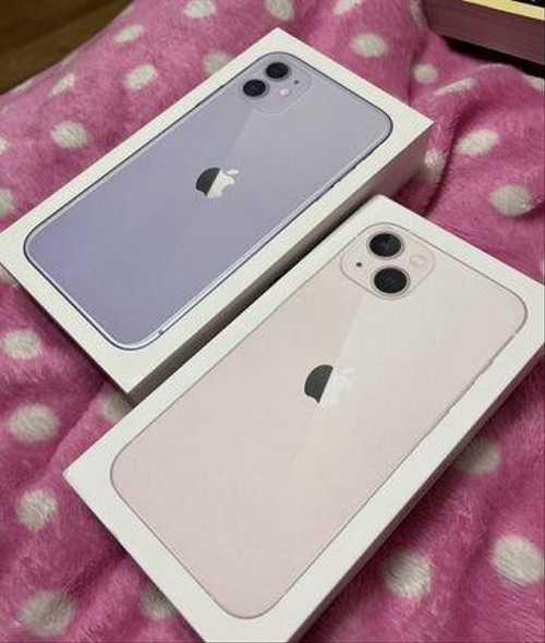 Коробка от iPhone 11 Purple, iPhone 13 Pink