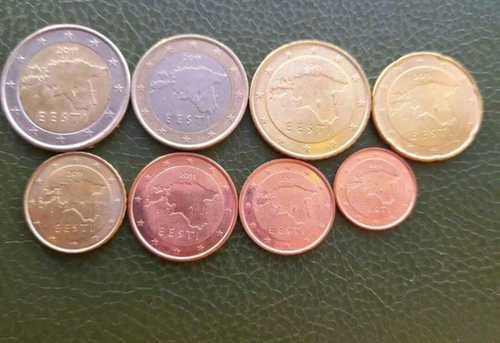 Юбилейные 2 евро Эстонии. Погодовка, набор 2011
