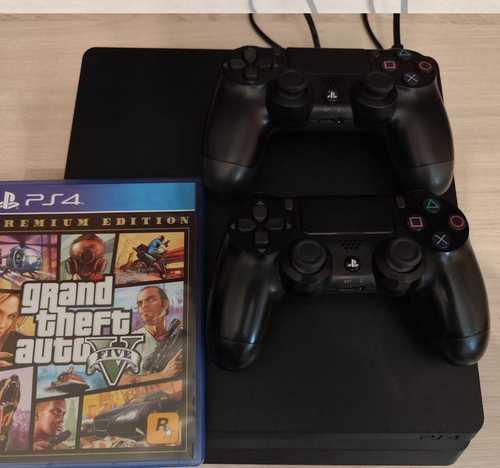 PS4 Slim 1TB GTA5 2 геймпада