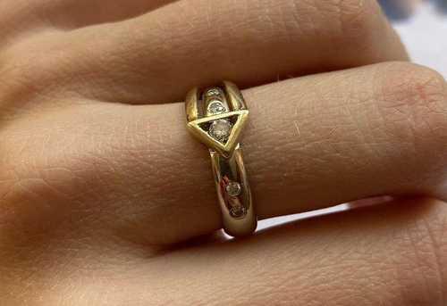 Золотое кольцо ремешок с бриллиантами 0.18 ct