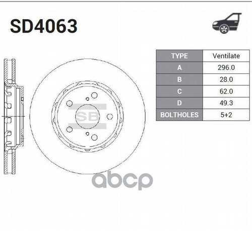 Диск тормозной alphard / disc FR SD4063 Sangsin