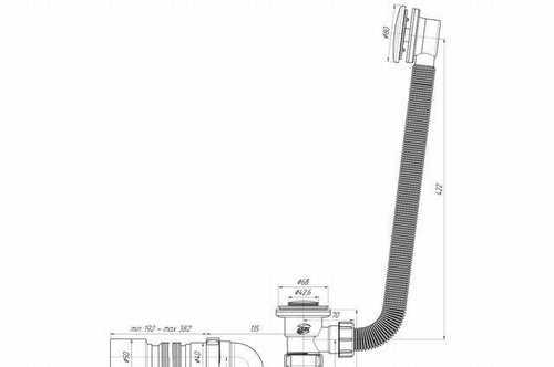 Сифон ани для ванны прямоточный с выпуском 1 1/2"*