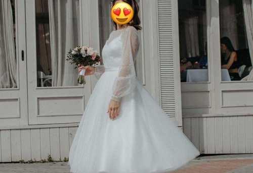 Свадебное платье 44 46 миди