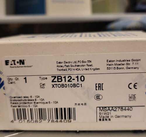 Тепловое реле eaton ZB12-10