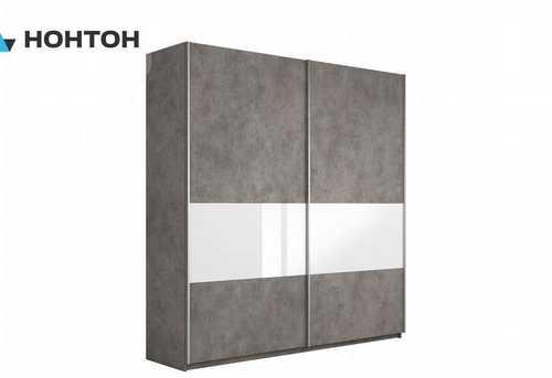 Шкаф-купе 2-х створчатый широкий Прайм бетон / бел