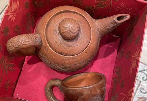 Глиняный чайник и кружка