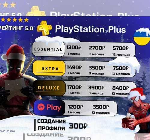 Подписка ps plus Delux Украина 1/3/12 месяцев для ps5 ps4 (Арт.57689)