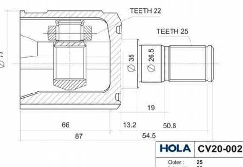 ШРУС внутренний hola, CV20002