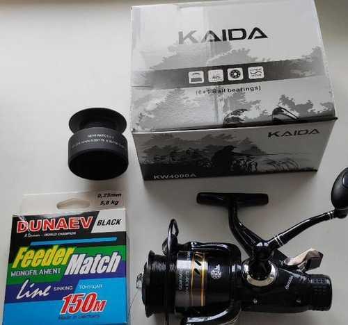 Катушка kaida kw 4000 рыболовная с байтранером