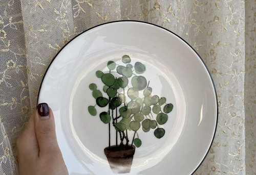 Тарелка плоская с растением, керамика,20,3 см