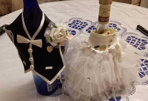 Декор на бутылки на свадебный стол