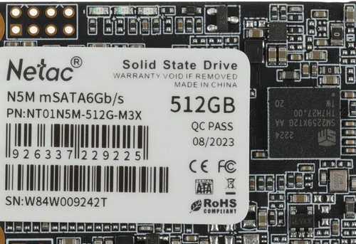 SSD накопитель netac N5M 512гб, msata, msata, msat