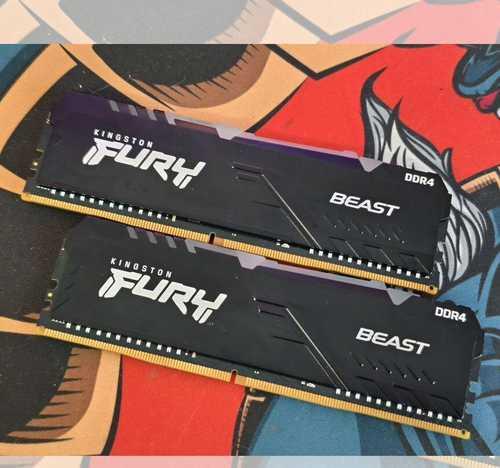 Kingston Fury Beast 2x8 Гб, 3733мгц, Cl19