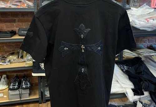 Chrome Hearts Футболка Чёрная Кожаные Кресты