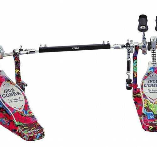 Педаль tama iron cobra HP900pwmpr Power Glide Twin Pedal, Psychedelic Rainbow