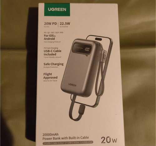 Повербанк ugreen 20000mAh, 20w, новый, оригинал