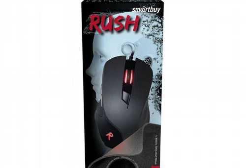 Мышь игровая проводная Smartbuy rush черная + ковр