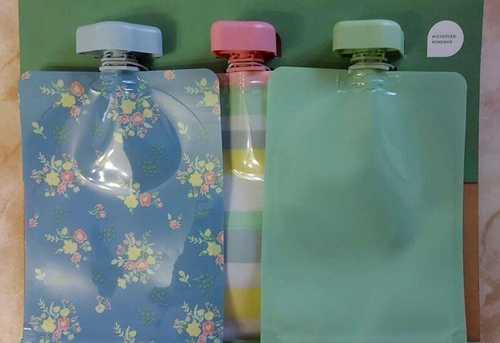 Многоразовые упаковки новые для пюре, смузи и воды