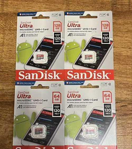 SanDisk Ultra microsdxc 64/128Gb.Новые