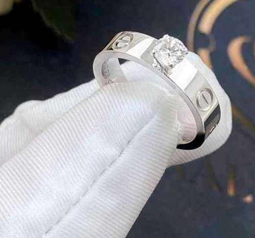 Cartier Love Solitaire кольцо, белое золото