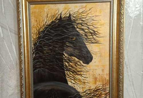 Картина акрилом "Конь"