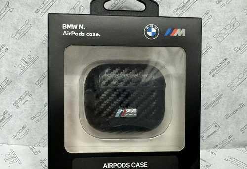 Чехол BMW M carbon metal logo для Airpods 3 черный