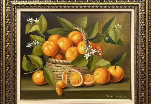 Картина маслом «Натюрморт с мандаринами» 40х50