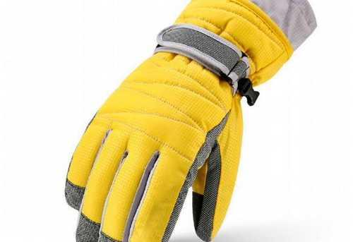 Теплые зимние перчатки Lambushka желтые (размер XL